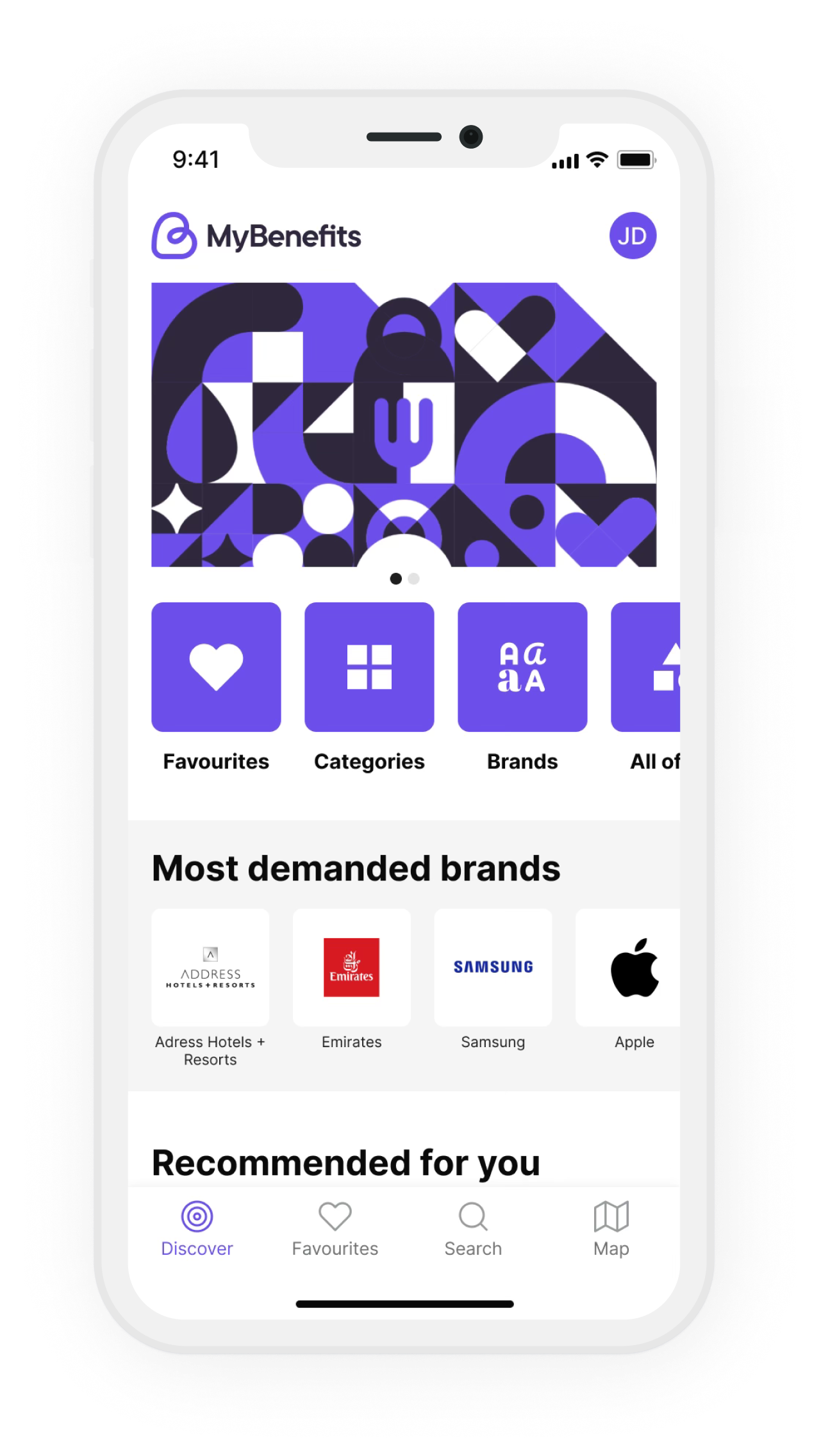 MyBenefits App - Purple Theme Interface